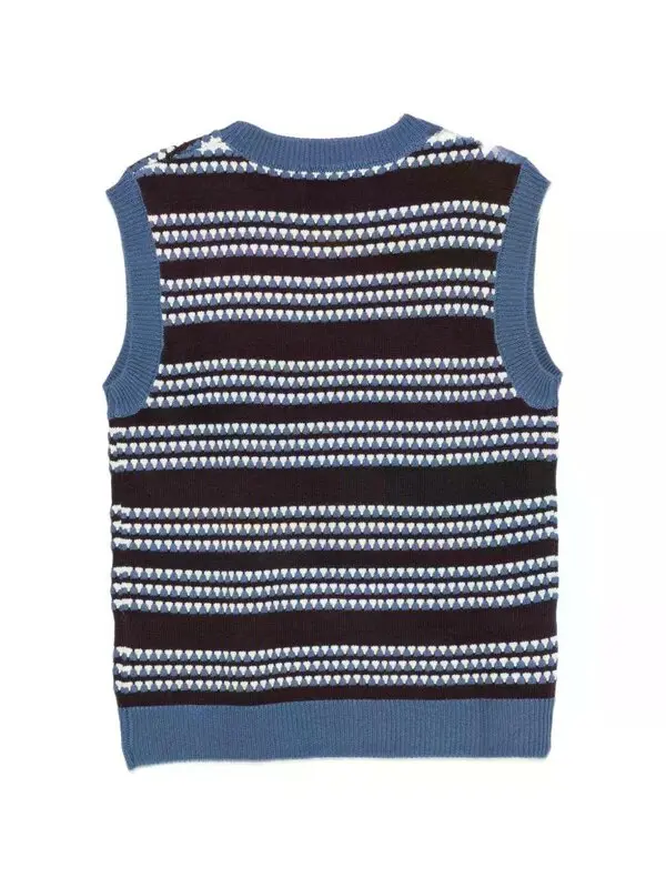 WALK IN PARIS Striped Embroidered Sweater