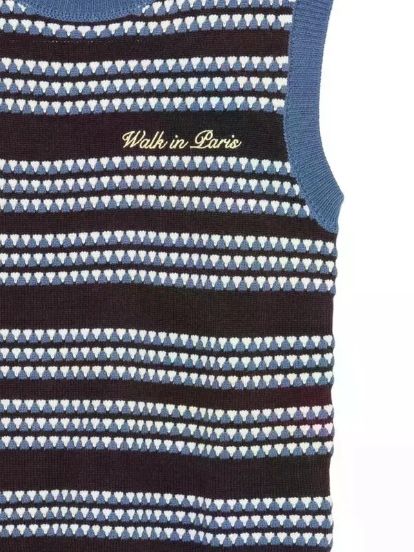 WALK IN PARIS Striped Embroidered Sweater