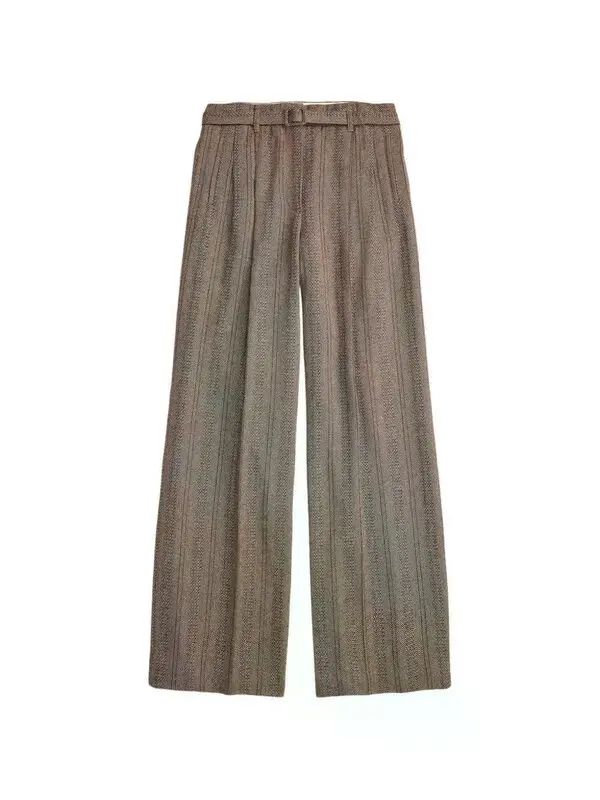 Ralph Lauren Herringbone Pleated Trousers - Brown