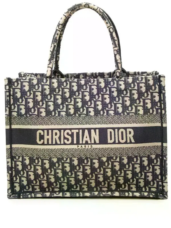 Dior 2022 Medium Oblique Embroidered Canvas Book Tote Bag