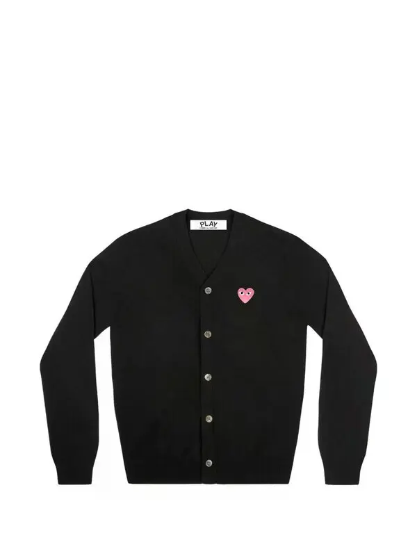 Play Comme Des Garcon Heart-patch V-neck Cardigan