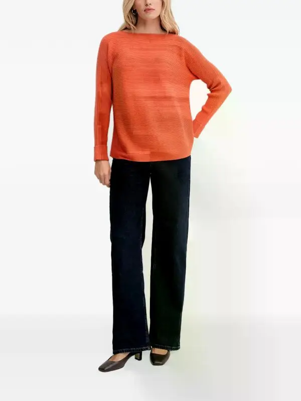 BENETTON Ribbed-knit Boat-neck Sweater - Orange