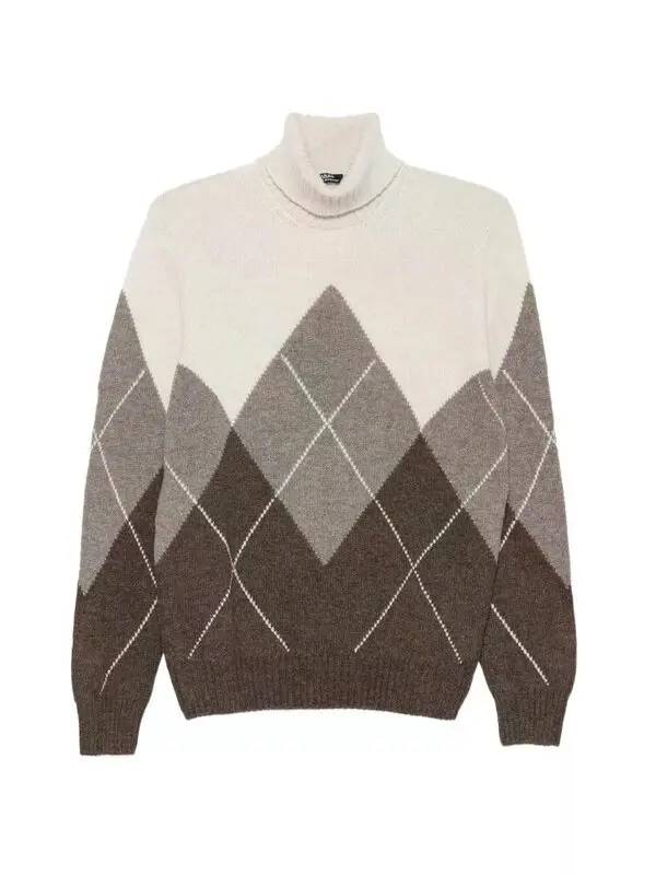 BARBA NAPOLI Argyle-knit Roll-neck Sweater
