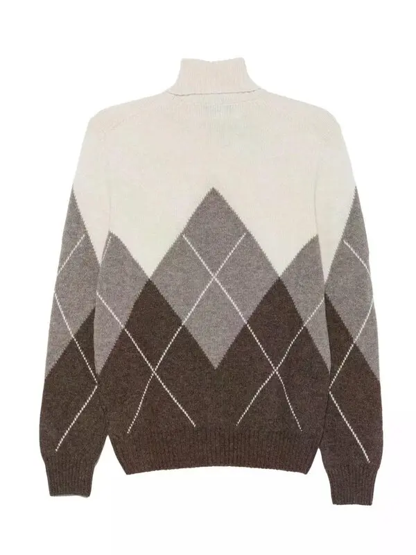 BARBA NAPOLI Argyle-knit Roll-neck Sweater