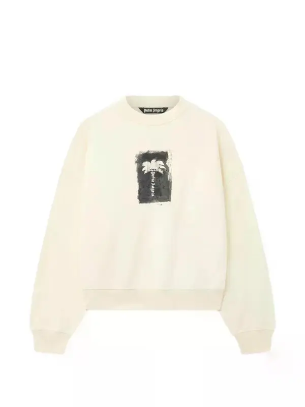 Palm Angels Brushed Palm Tree Loose Crew Sweatshirt