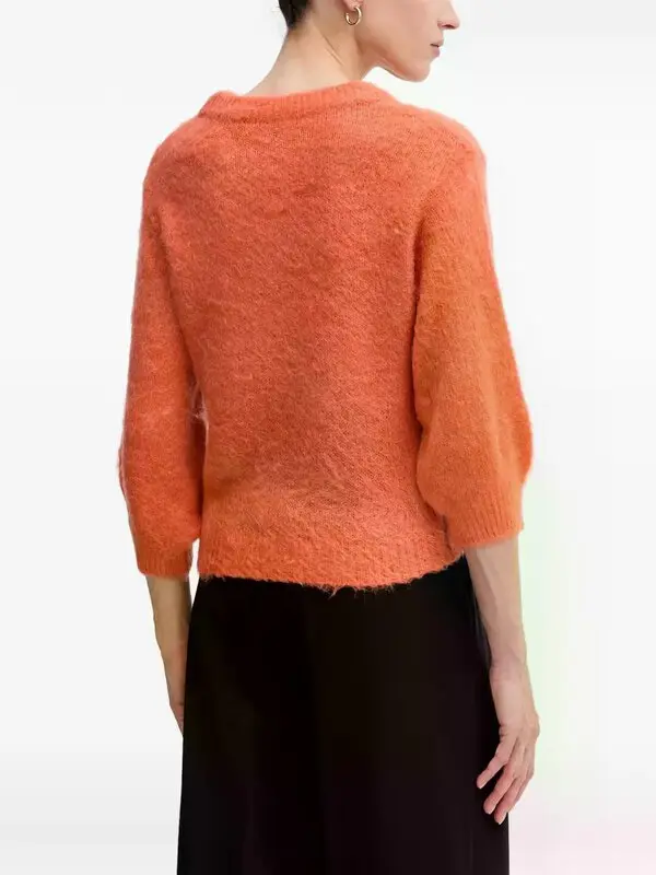 BENETTON Brushed-knit Three-quarter Sleeve Sweater