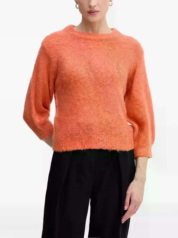 BENETTON Brushed-knit Three-quarter Sleeve Sweater