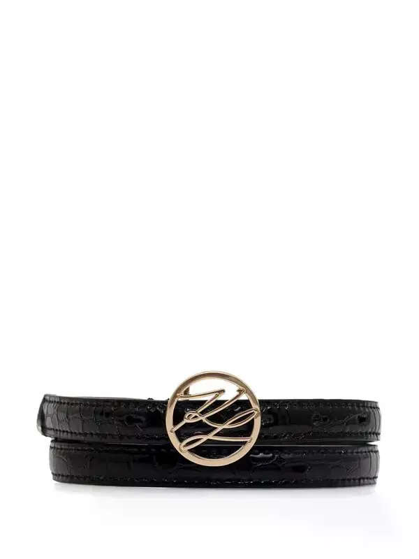 Karl Lagerfeld Croc-effect Monogram-plaque Belt - Black