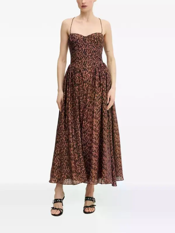 Bardot Estie Leopard-print Lace-up Midi Dress