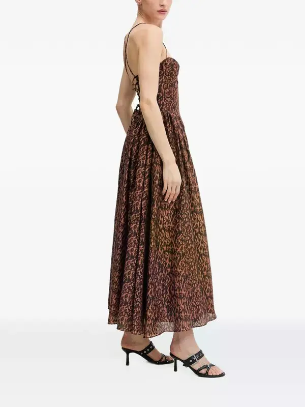 Bardot Estie Leopard-print Lace-up Midi Dress