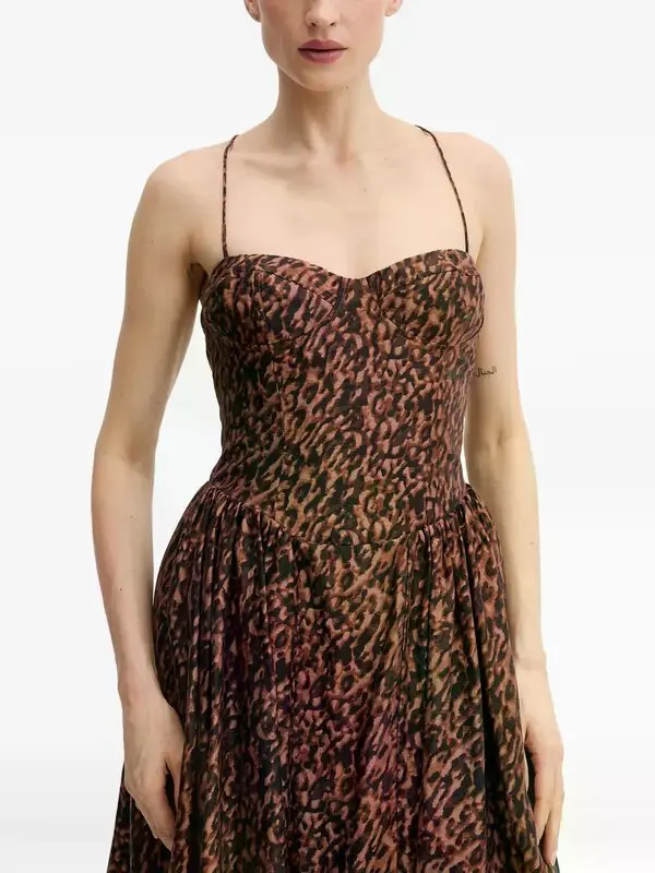 Bardot Estie Leopard-print Lace-up Midi Dress