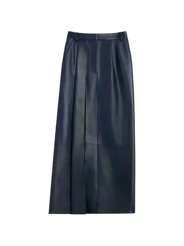 Givenchy Slashed Midi Skirt In Leather