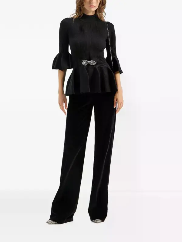 GENNY Bow-embellished Peplum Sweater