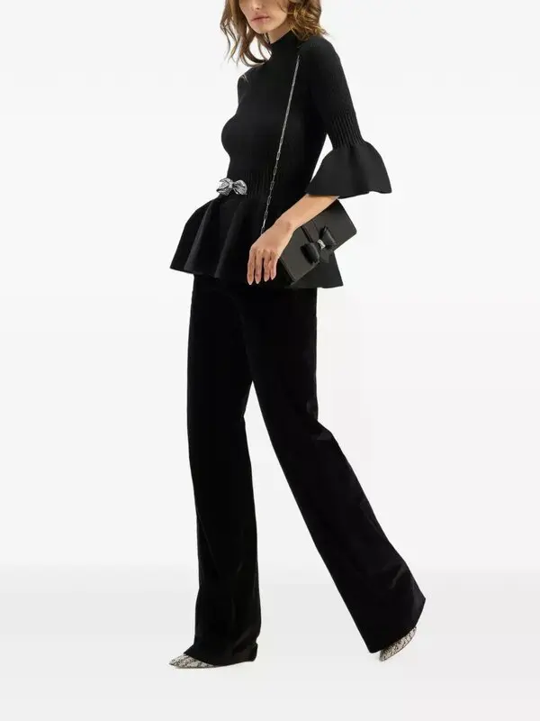 GENNY Bow-embellished Peplum Sweater