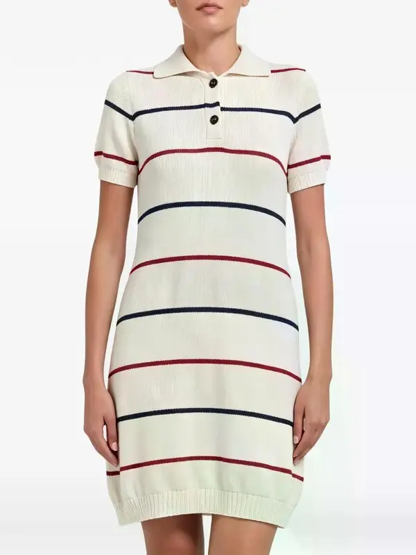 Brunello Cucinelli Striped Cotton Mini Dress - Neutrals