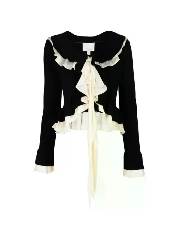 Cinq À Sept Melinda Ruffled Cardigan - Black