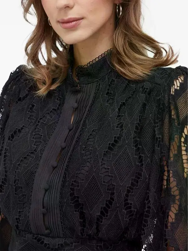 Bardot Lace-overlay Tiered Mini Dress
