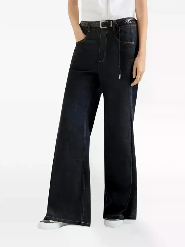 Brunello Cucinelli Contrast-stitch Wide-leg Jeans - Blue