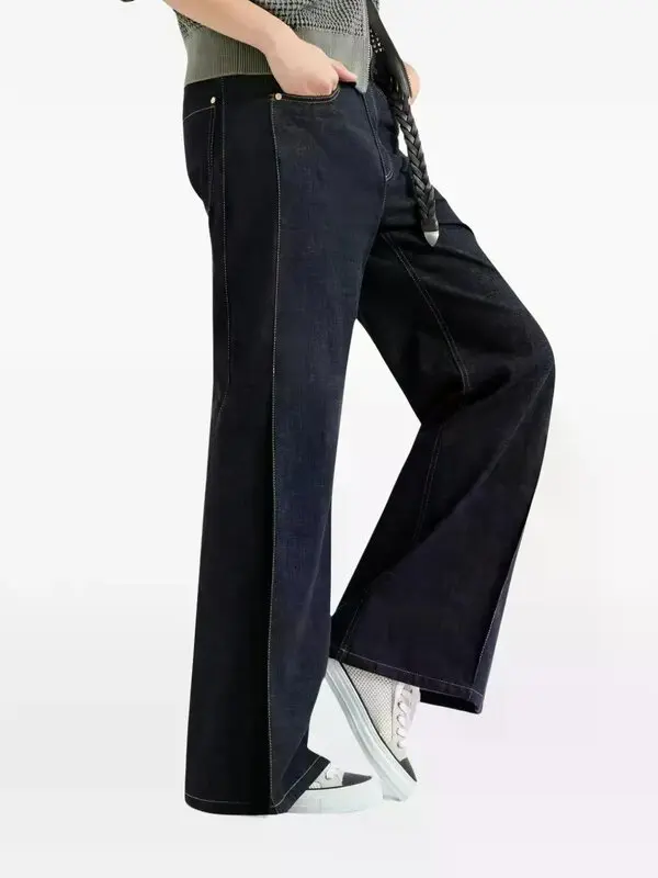 Brunello Cucinelli Contrast-stitch Wide-leg Jeans