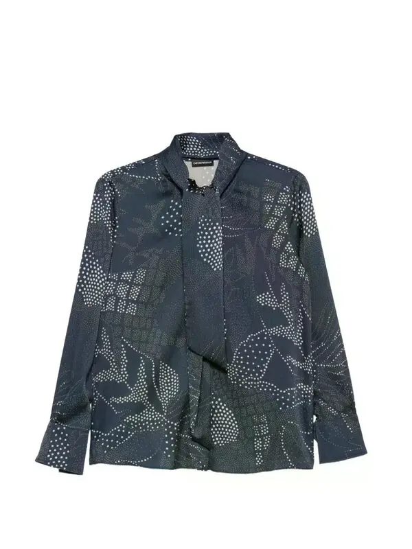 Emporio Armani Polka-dot Tie-neck Shirt - Blue