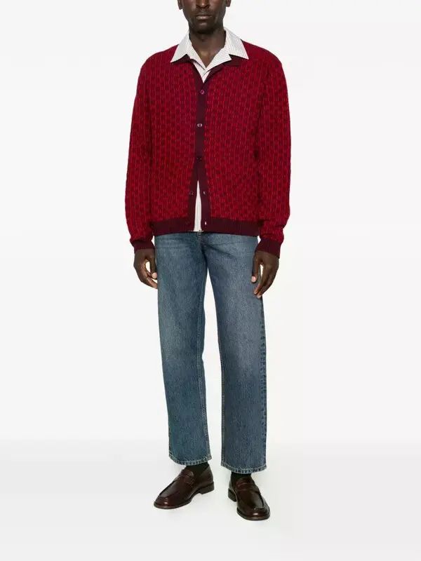 Nn07 Thor Geometric-patterned Polo Cardigan