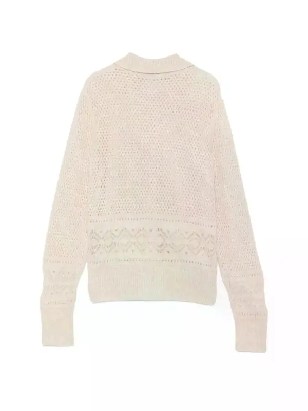 D.exterior Pointelle-knit Spread-collar Cardigan