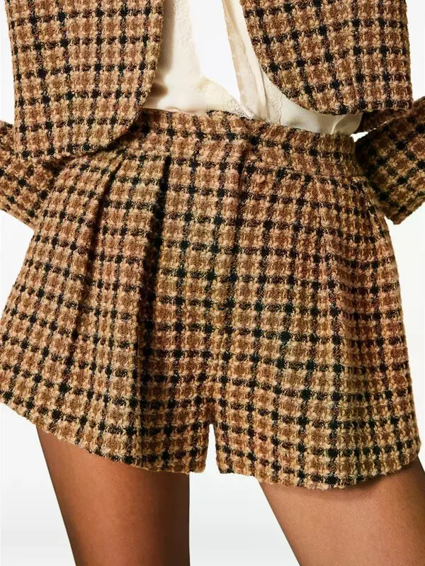 TWINSET Check Bouclé Shorts