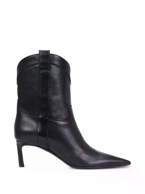 SERGIO ROSSI Pointed-toe Leather Ankle Boots - Black
