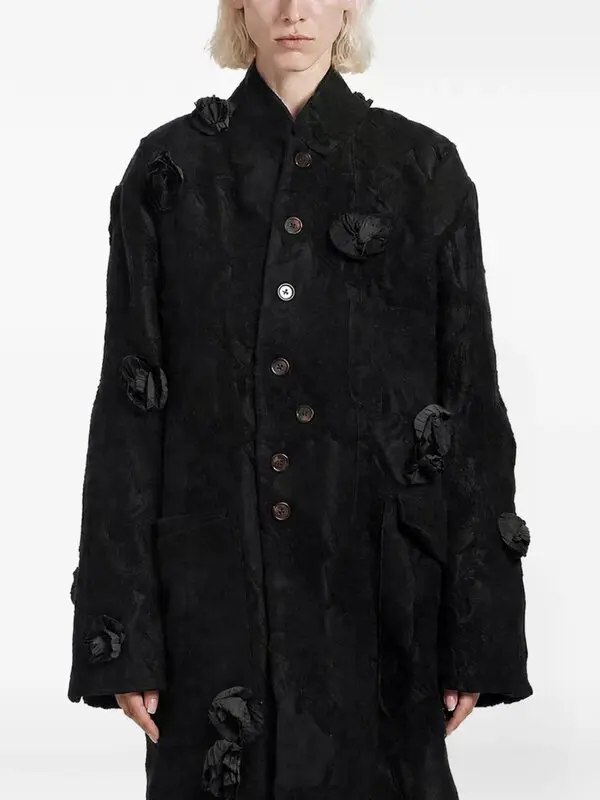 ALEKSANDR MANAMÏS Floral Roomy Jacquard Single-breasted Coat