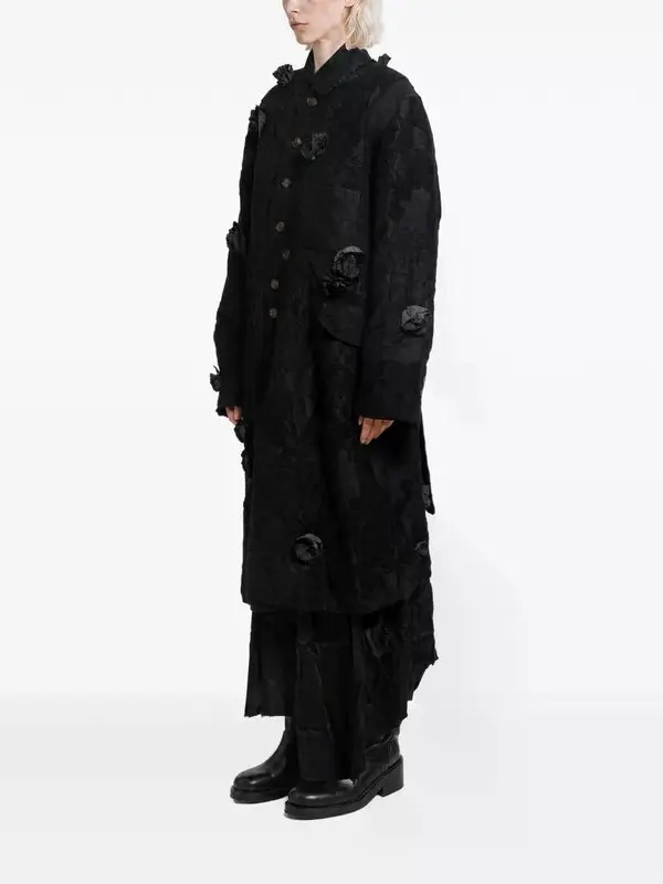 ALEKSANDR MANAMÏS Floral Roomy Jacquard Single-breasted Coat