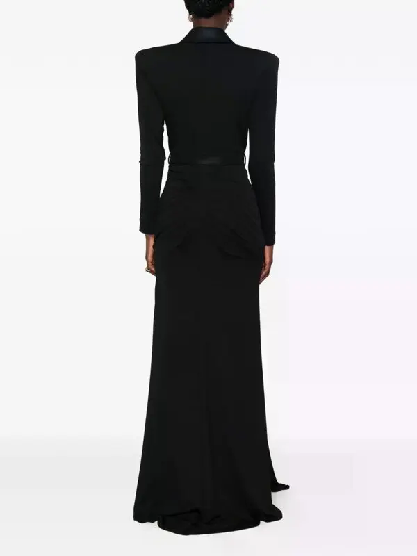 BABYLONE PARIS Belted Ruched Maxi Dress