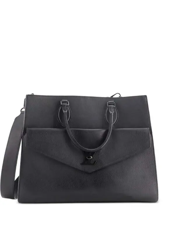 LOUIS VUITTON Lockme Monochrome Leather Mm Tote Bag - Black