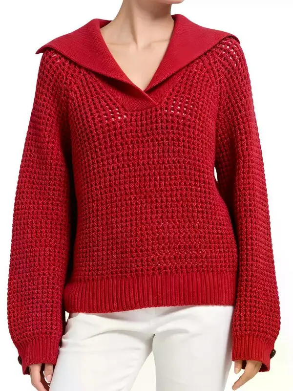 Brunello Cucinelli Waffle-knit Sailor-collar Sweater