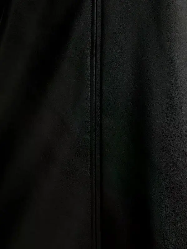 BENETTON V-neck Faux-leather Mini Dress