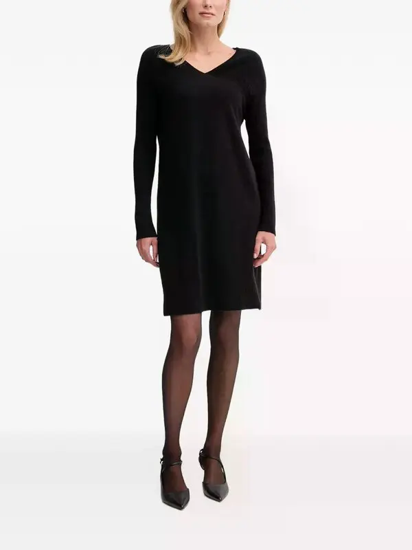 BENETTON Ribbed-knit V-neck Mini Dress - Black
