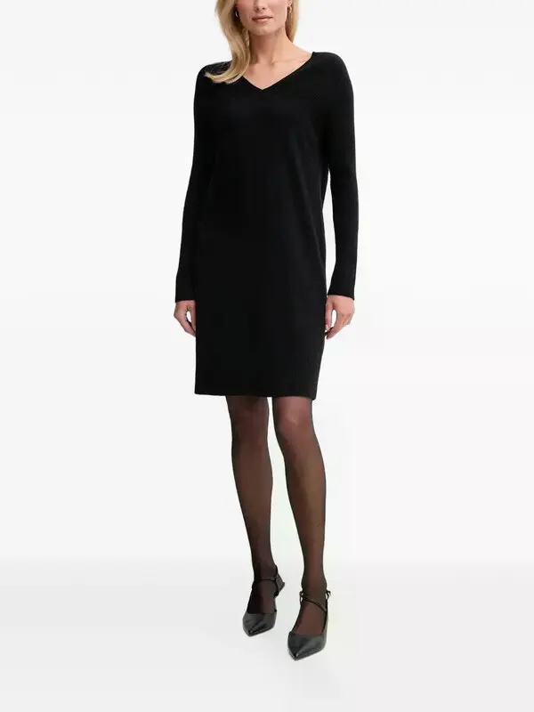 BENETTON Ribbed-knit V-neck Mini Dress
