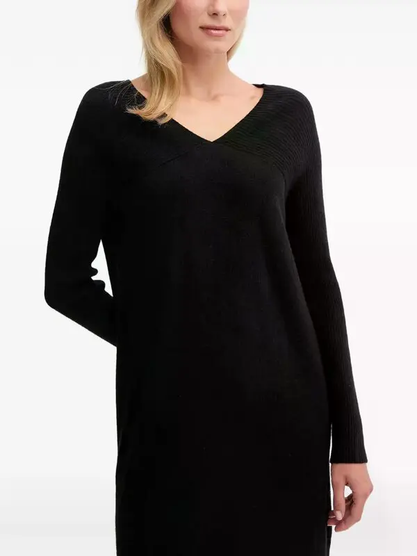 BENETTON Ribbed-knit V-neck Mini Dress