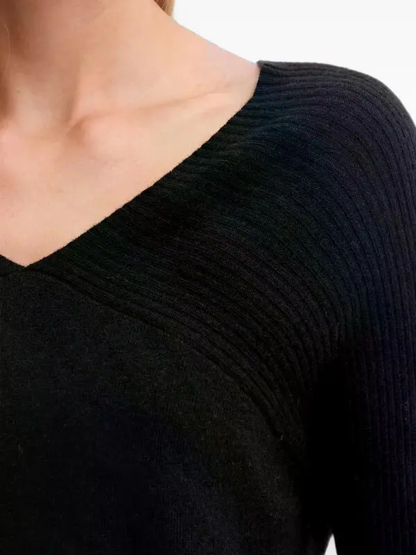BENETTON Ribbed-knit V-neck Mini Dress