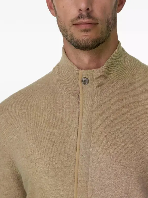 Boggi Milano Roll-neck Jumper Full-zip Wool Cashmere Mélange