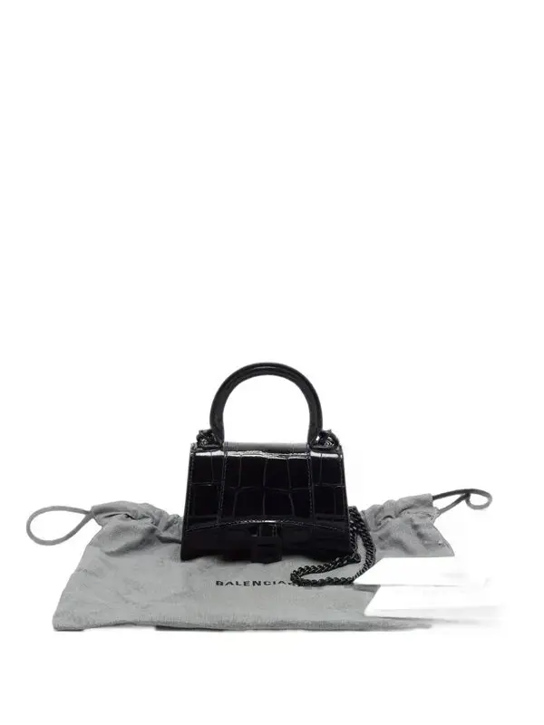 Balenciaga Hourglass Croc-embossed Tote Bag