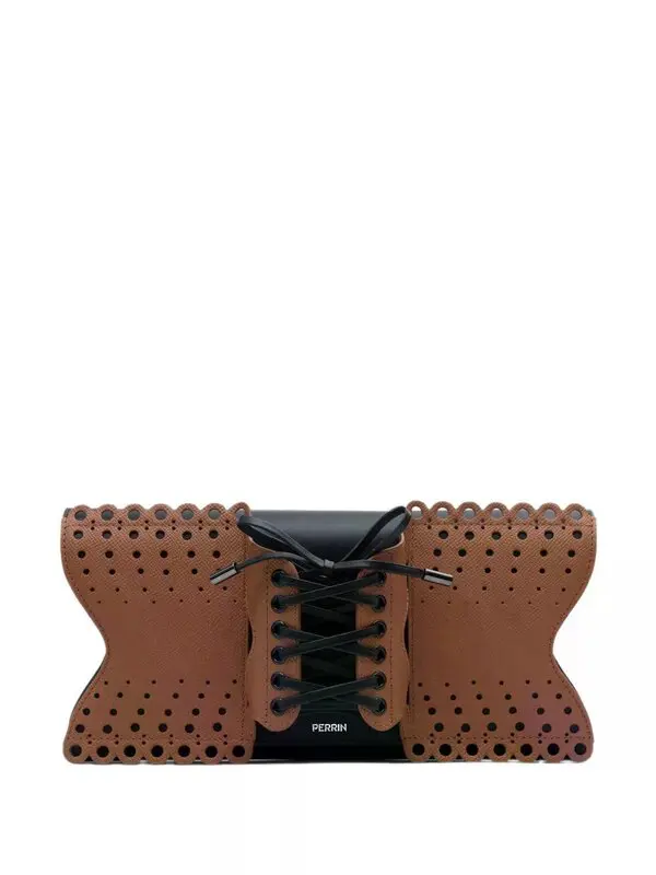 Perrin Le Corset Perforé Lace-up Clutch Bag
