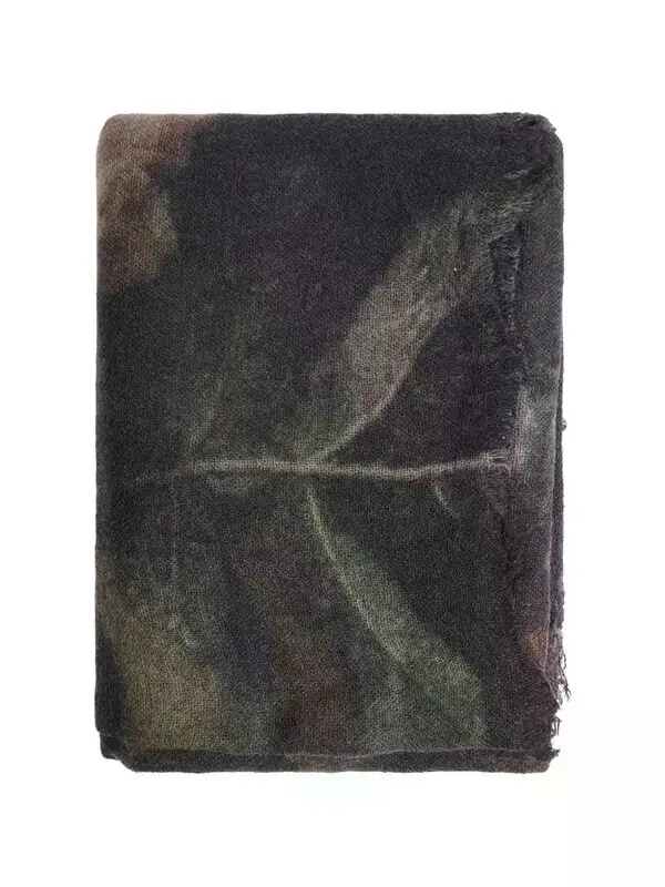 ALEKSANDR MANAMÏS Floral-print Frayed Cashmere Scarf - Grey