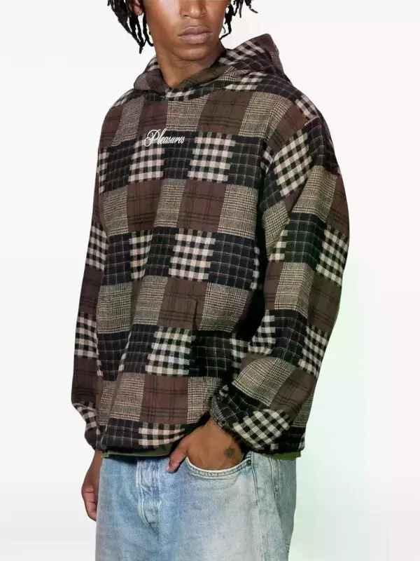 PLEASURES Madras Patchwork Check-print Hoodie
