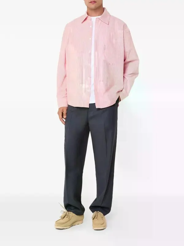 OLAF Vertical-stripe Logo-embroidered Shirt