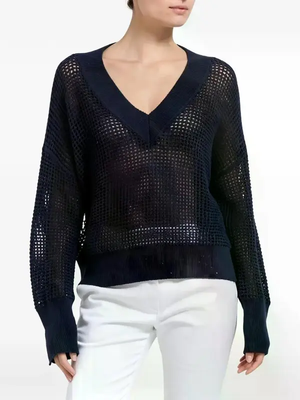 Brunello Cucinelli Open-knit V-neck Sweater
