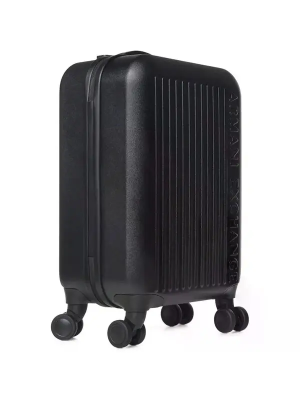 Armani Exchange Logo-embossed Ridged Suitcase - Black