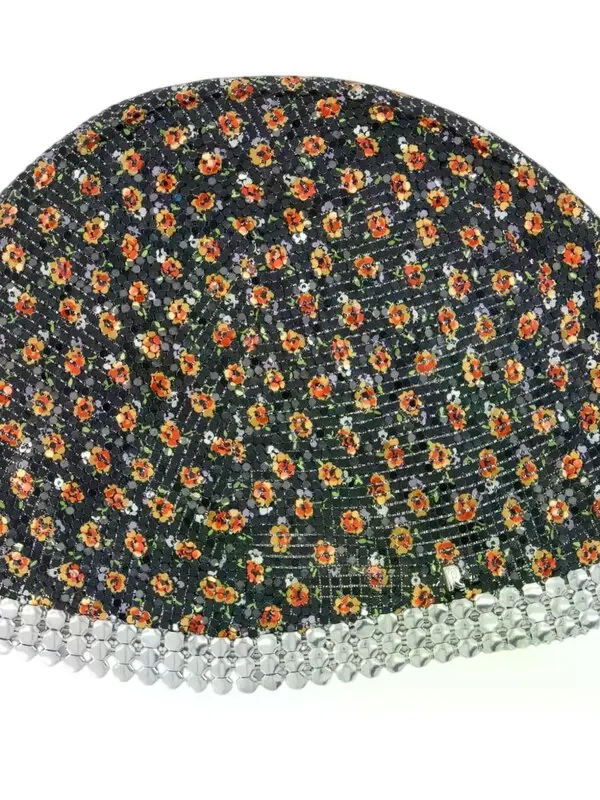 Rabanne Liberty Print Mesh Beanie With Silver Embellishments - Black