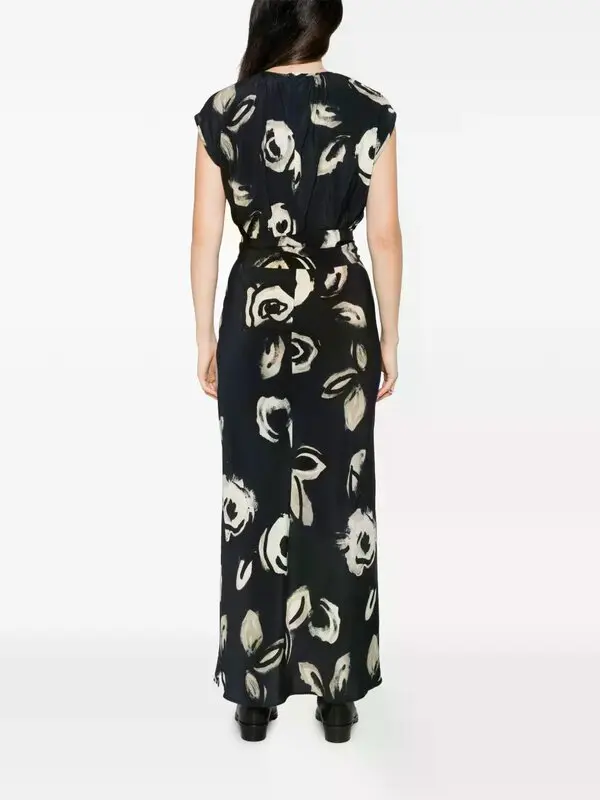 Max Mara Printed Tie-waist Midi Dress