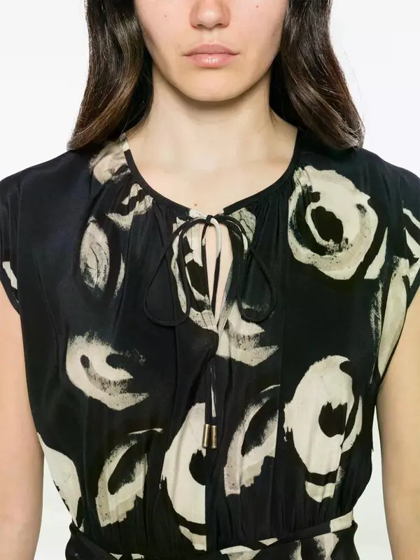 Max Mara Printed Tie-waist Midi Dress