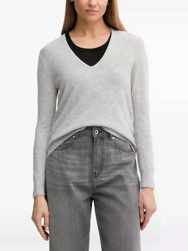 BENETTON V-neck Raglan-sleeve Sweater - Grey